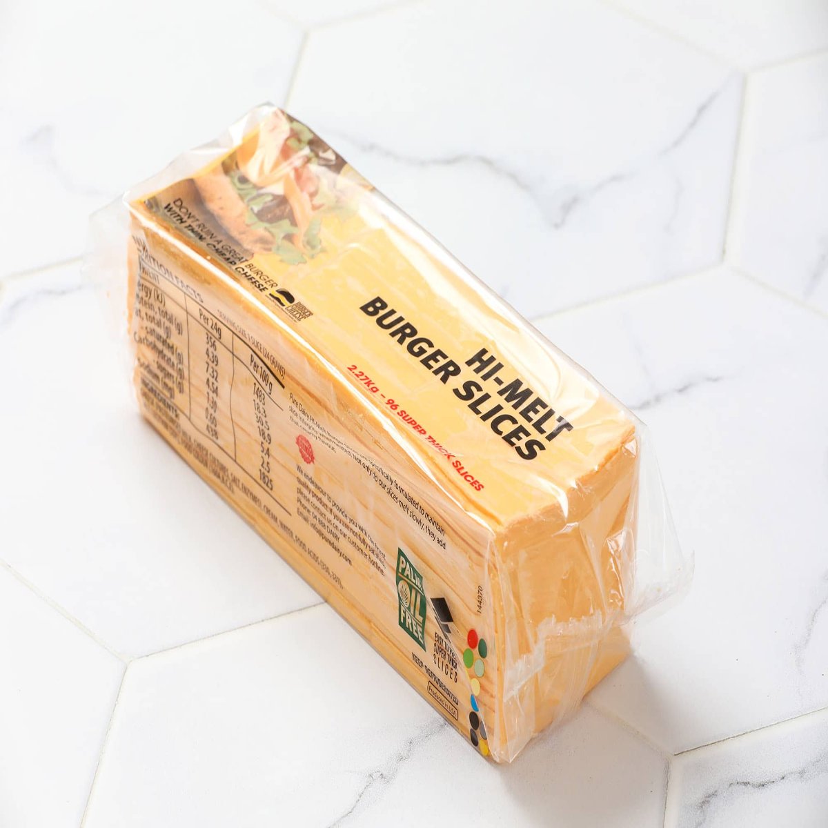 Cheese Hi Melt Burger Slices 2.26kg (96pc) Pure Dairy – Evoo Quality Foods