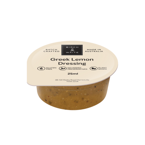 Greek Lemon Dressing Portion Control 210 x 25ml Case Birch & Waite ...