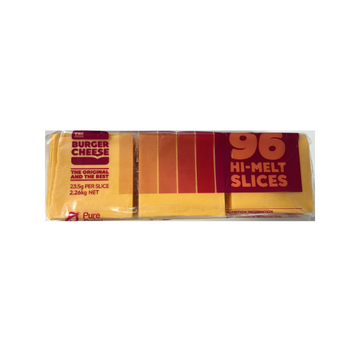 Cheese Hi Melt Burger Slices 2.26kg (96pc) Pure Dairy / Schreiber ...